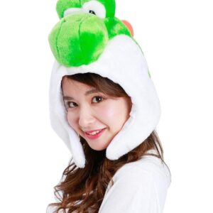 SAZAC Super Mario Bros. Adult Fluffy Beanie Soft Warm Costume Cap - Yoshi