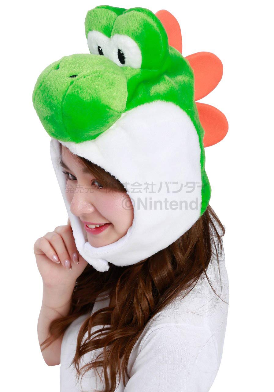 SAZAC Super Mario Bros. Adult Fluffy Beanie Soft Warm Costume Cap - Yoshi