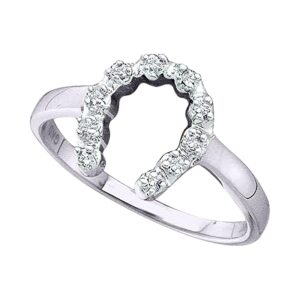 dazzlingrock collection 10kt white gold womens round diamond simple lucky horseshoe ring 1/20 ctw, size 9