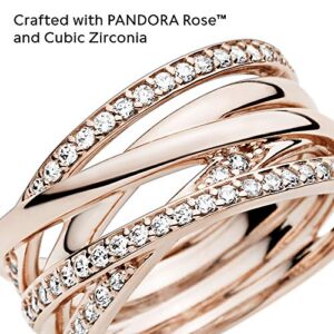 PANDORA Jewelry Entwined Cubic Zirconia Ring in Rose, Size 7, No Box