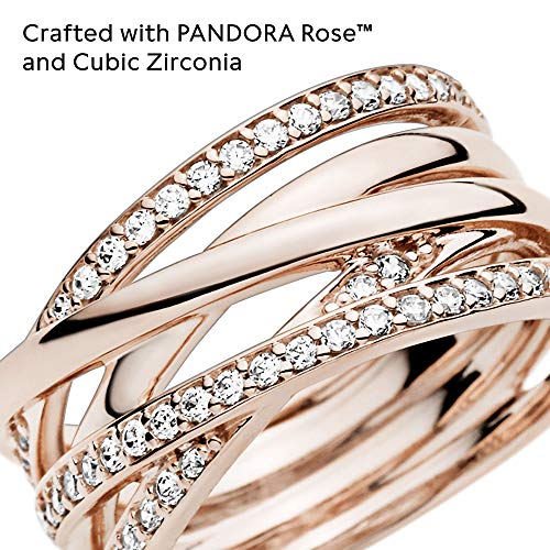 PANDORA Jewelry Entwined Cubic Zirconia Ring in Rose, Size 7, No Box