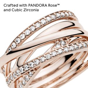 Pandora Jewelry Entwined Cubic Zirconia Ring in Rose, Size 9, No Box