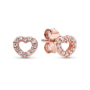 pandora open heart stud earrings - great gift for her - stunning women's earrings - 14k rose gold & cubic zirconia