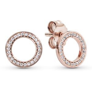 pandora forever stud earrings - great gift for her - stunning women's earrings - 14k rose gold & cubic zirconia