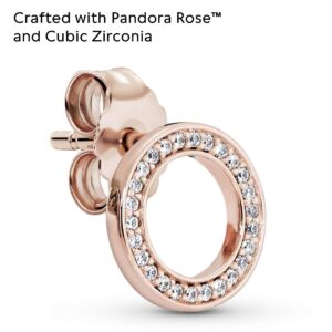 PANDORA Forever Stud Earrings - Great Gift for Her - Stunning Women's Earrings - 14k Rose Gold & Cubic Zirconia