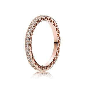 pandora hearts rose gold size 6 ring 180963cz-52