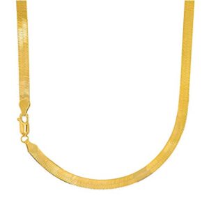 jewelstop 14k solid yellow gold 5mm super flexible silky imperial herringbone necklace, lobster claw-20 inches