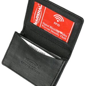 Marshal® RFID Blocking Mens Leather Expandable Business Card Case Wallet