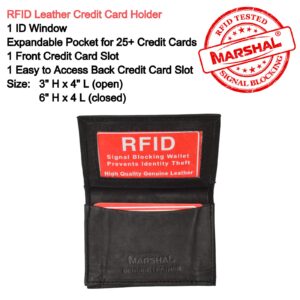 Marshal® RFID Blocking Mens Leather Expandable Business Card Case Wallet