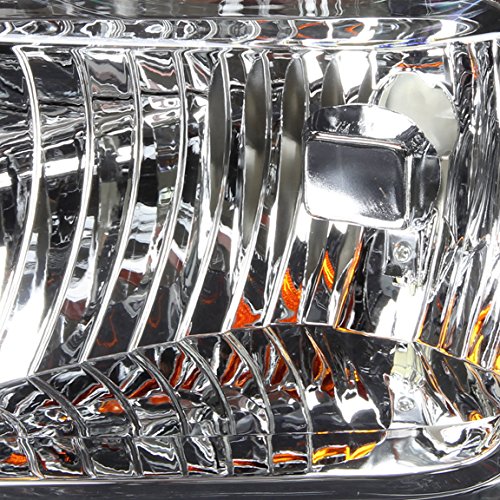 DNA MOTORING HL-OH-FSUPER08-CH-AM Chrome Amber Headlights Replacement Compatible with 08-10 F-250 / F-350 / F-450 / F-550 Super Duty