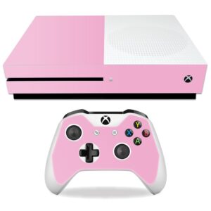 mightyskins skin compatible with microsoft xbox one s - solid pink | protective, durable, and unique vinyl decal wrap cover | easy to apply, remove, and change styles | made in the usa