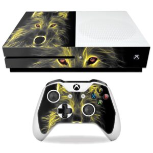 mightyskins skin compatible with microsoft xbox one s - neon wolf | protective, durable, and unique vinyl decal wrap cover | easy to apply, remove, and change styles | made in the usa