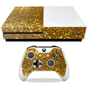 mightyskins skin compatible with microsoft xbox one s wrap cover sticker skins gold glitter