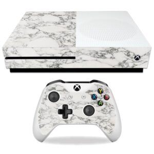 mightyskins skin compatible with microsoft xbox one s - white marble | protective, durable, and unique vinyl decal wrap cover | easy to apply, remove, and change styles | made in the usa