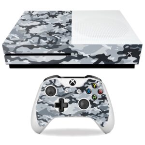 mightyskins skin compatible with microsoft xbox one s - gray camouflage | protective, durable, and unique vinyl decal wrap cover | easy to apply, remove, and change styles | made in the usa