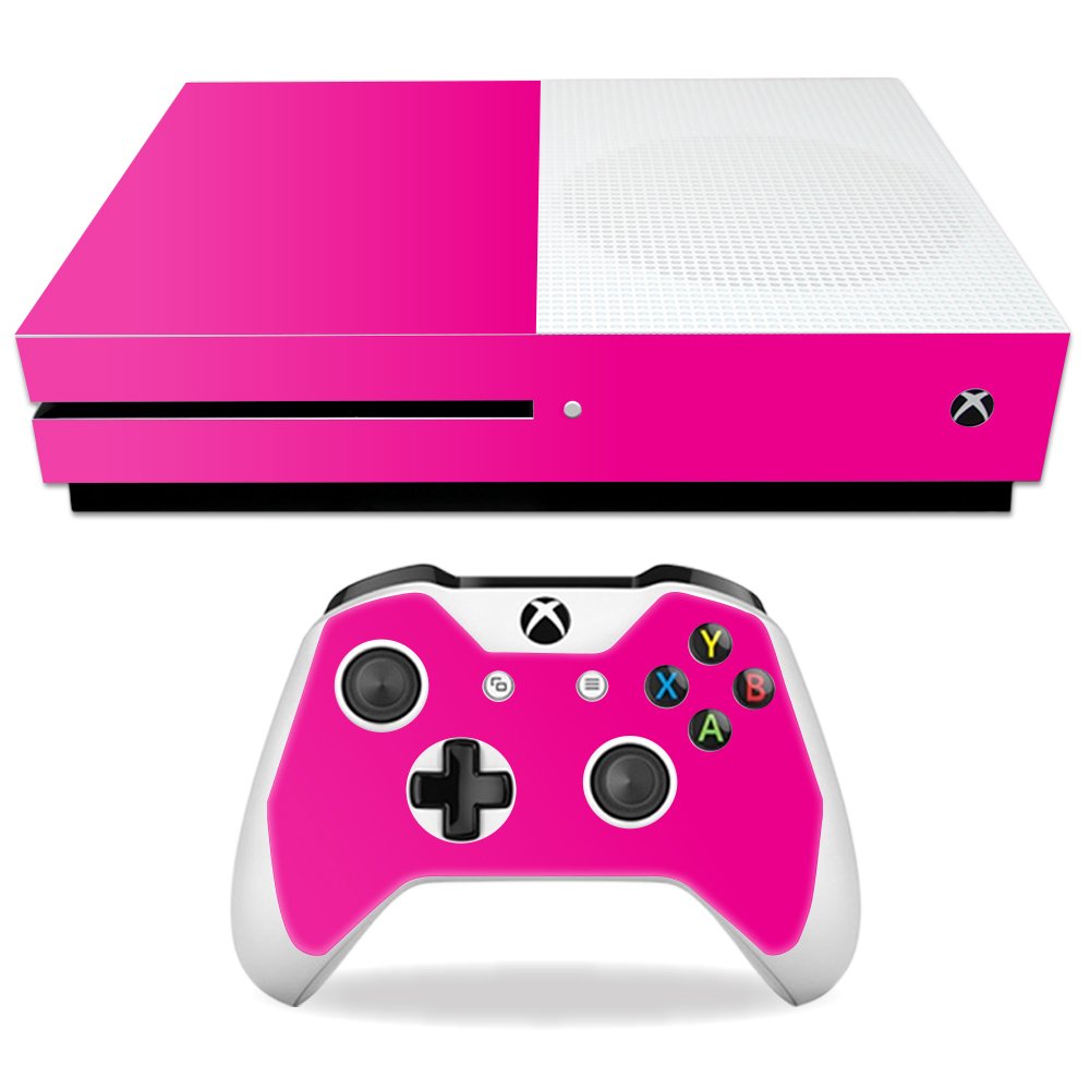 MightySkins Skin Compatible with Microsoft Xbox One S - Solid Hot Pink | Protective, Durable, and Unique Vinyl Decal wrap Cover | Easy to Apply, Remove, and Change Styles | Made in The USA