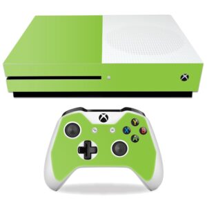 mightyskins skin compatible with microsoft xbox one s - solid lime green | protective, durable, and unique vinyl decal wrap cover | easy to apply, remove, and change styles | made in the usa