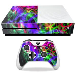 mightyskins skin compatible with microsoft xbox one s - neon splatter | protective, durable, and unique vinyl decal wrap cover | easy to apply, remove, and change styles | made in the usa