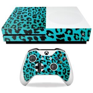 mightyskins skin compatible with microsoft xbox one s - teal leopard | protective, durable, and unique vinyl decal wrap cover | easy to apply, remove, and change styles | made in the usa