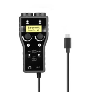 saramonic smartrig+uc 2-channel usb-c audio interface w/xlr, 1/4" & 1/8" inputs & headphone out for iphone 15, android mobile devices, computers, new ipad & more