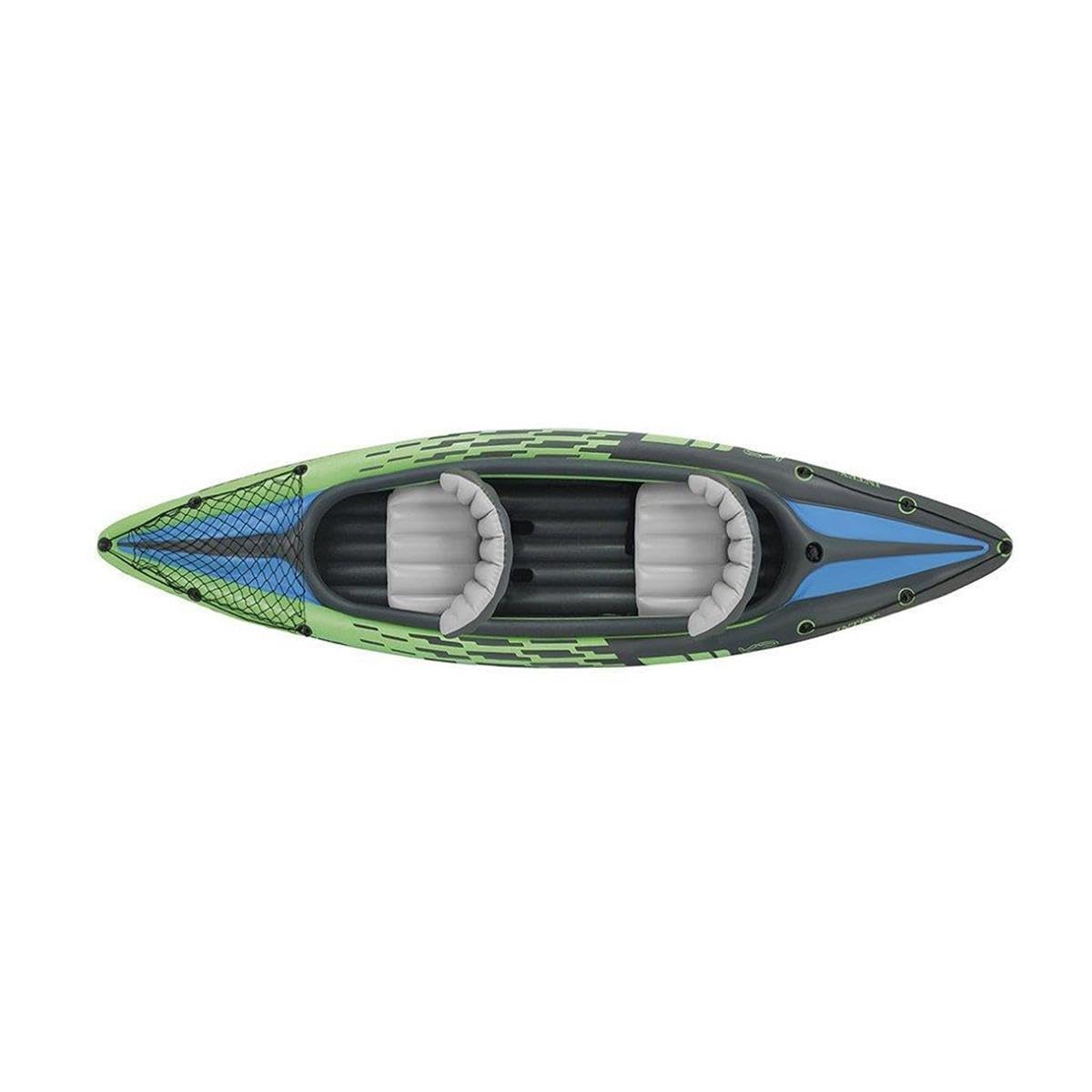 INTEX Challenger Inflatable Kayak Series: Includes Deluxe 86in Kayak Paddles and High-Output Pump – SuperStrong PVC – Adjustable Seat with Backrest – Removable Skeg – Cargo Storage Net