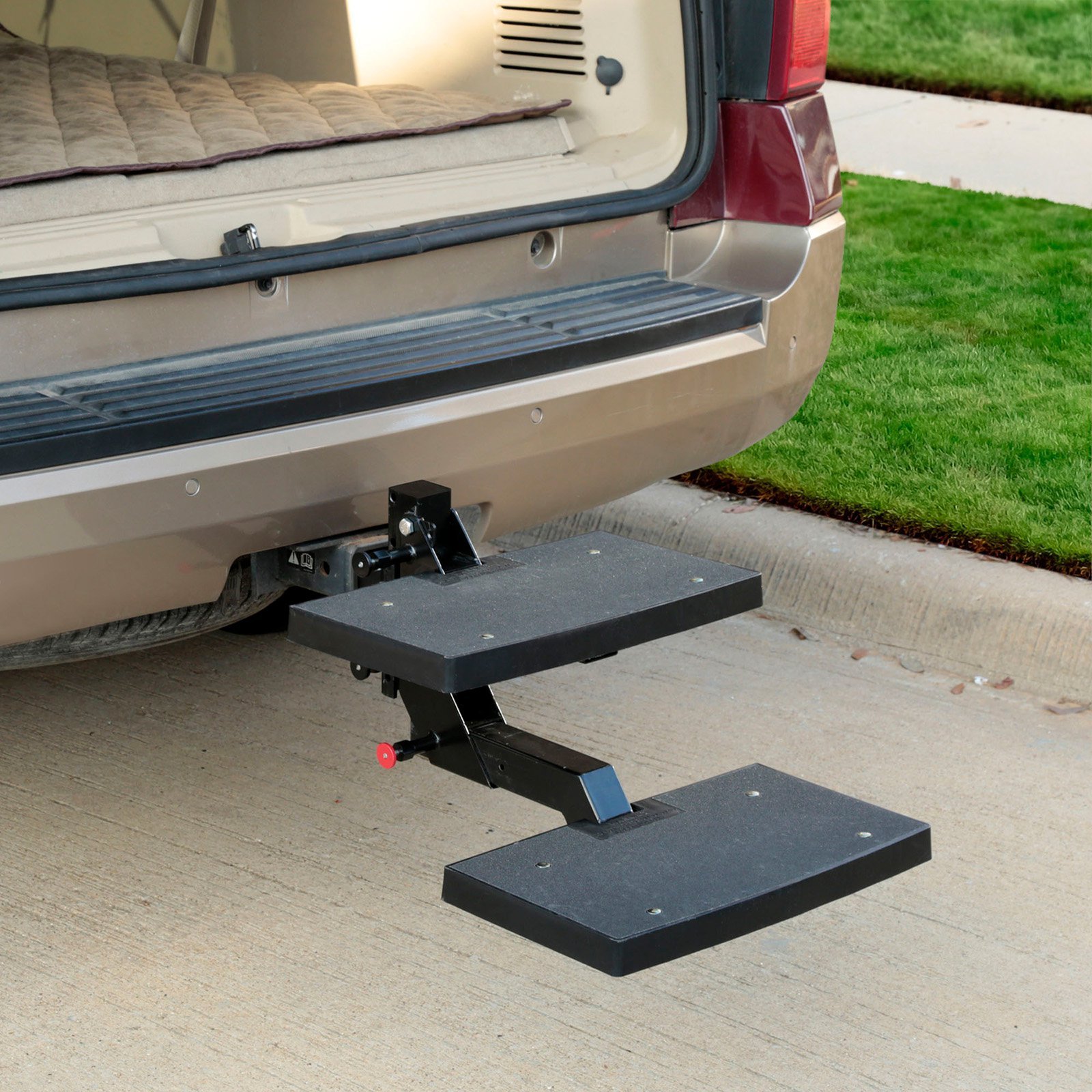 PetSafe Happy Ride Dog Hitch Step - Easy to Install on Any 2 Inch Vehicle Hitch - High-Traction Steps - Folds Down for Travel - Supports Pets up to 200 lb - Great for SUVs and Trucks