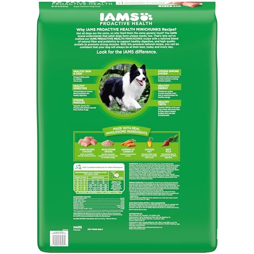 IAMS Adult Minichunks Small Kibble High Protein Dry Dog Food with Real Chicken, 40 lb. Bag