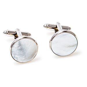 MRCUFF Mother of Pearl Cufflinks and Studs Tuxedo Set in a Presentation Gift Box & Polishing Cloth