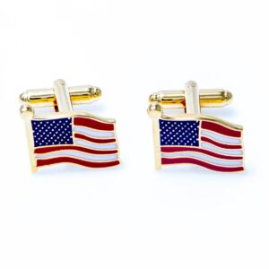 MRCUFF United States of America Flag USA Tuxedo Cufflinks and Studs Set in a Presentation Gift Box & Polishing Cloth