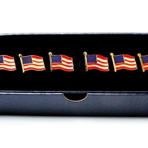 MRCUFF United States of America Flag USA Tuxedo Cufflinks and Studs Set in a Presentation Gift Box & Polishing Cloth