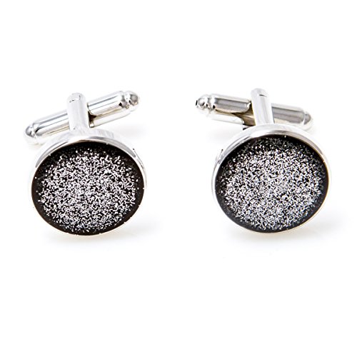 MRCUFF Black Diamond Dust Formal Set Tuxedo Cufflinks & Studs Set in a Presentation Gift Box & Polishing Cloth