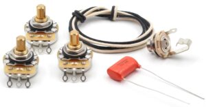 the art of tone taot wiring kit for jazz style bass - solid shaft - orange drop cap