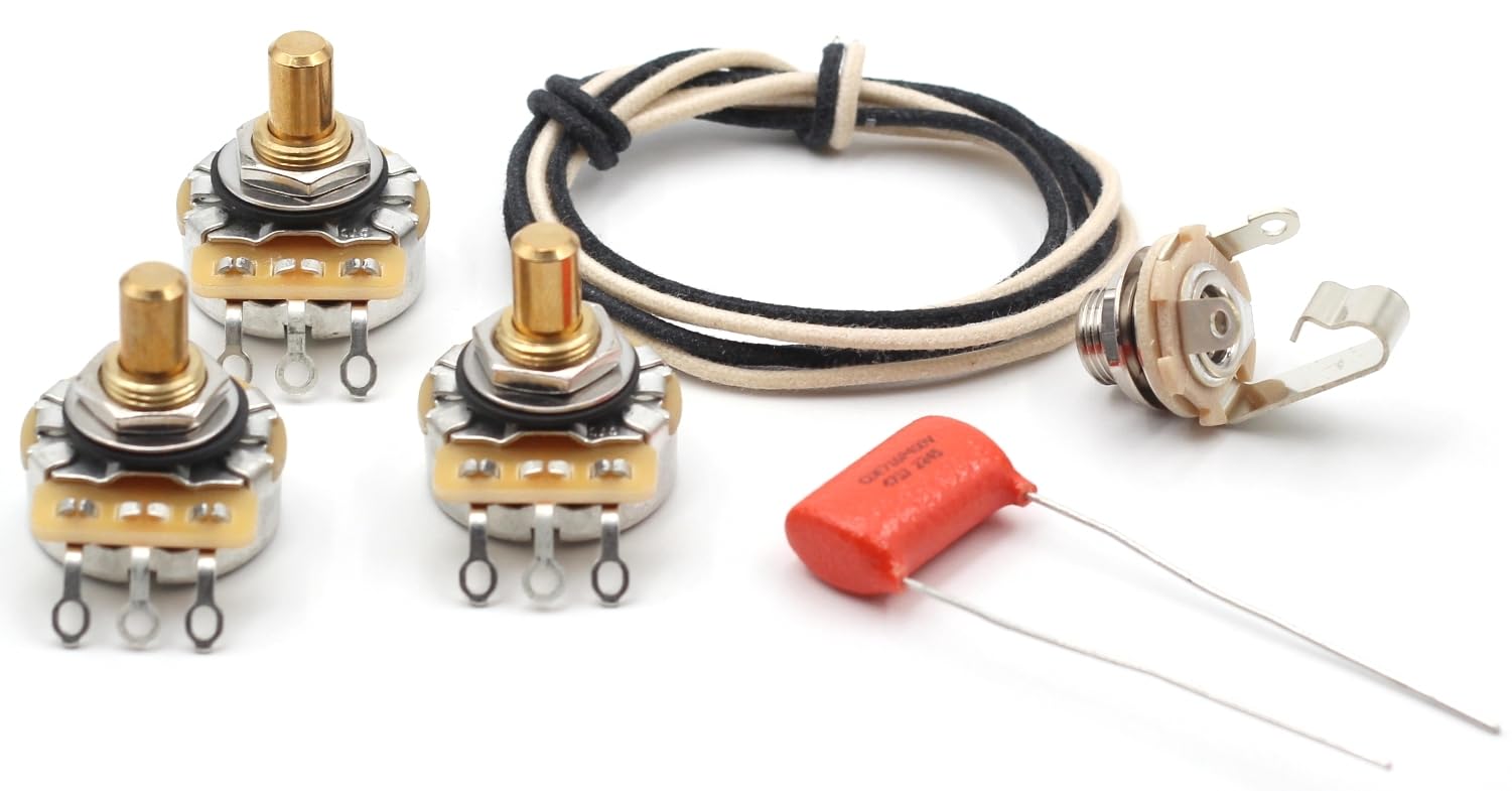 The Art Of Tone TAOT Wiring Kit for Jazz Style Bass - Solid Shaft - Orange Drop Cap