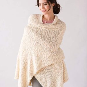 Cream Women's One Size Soft Knit Nylon Giving Shawl Wrap in Gift Box