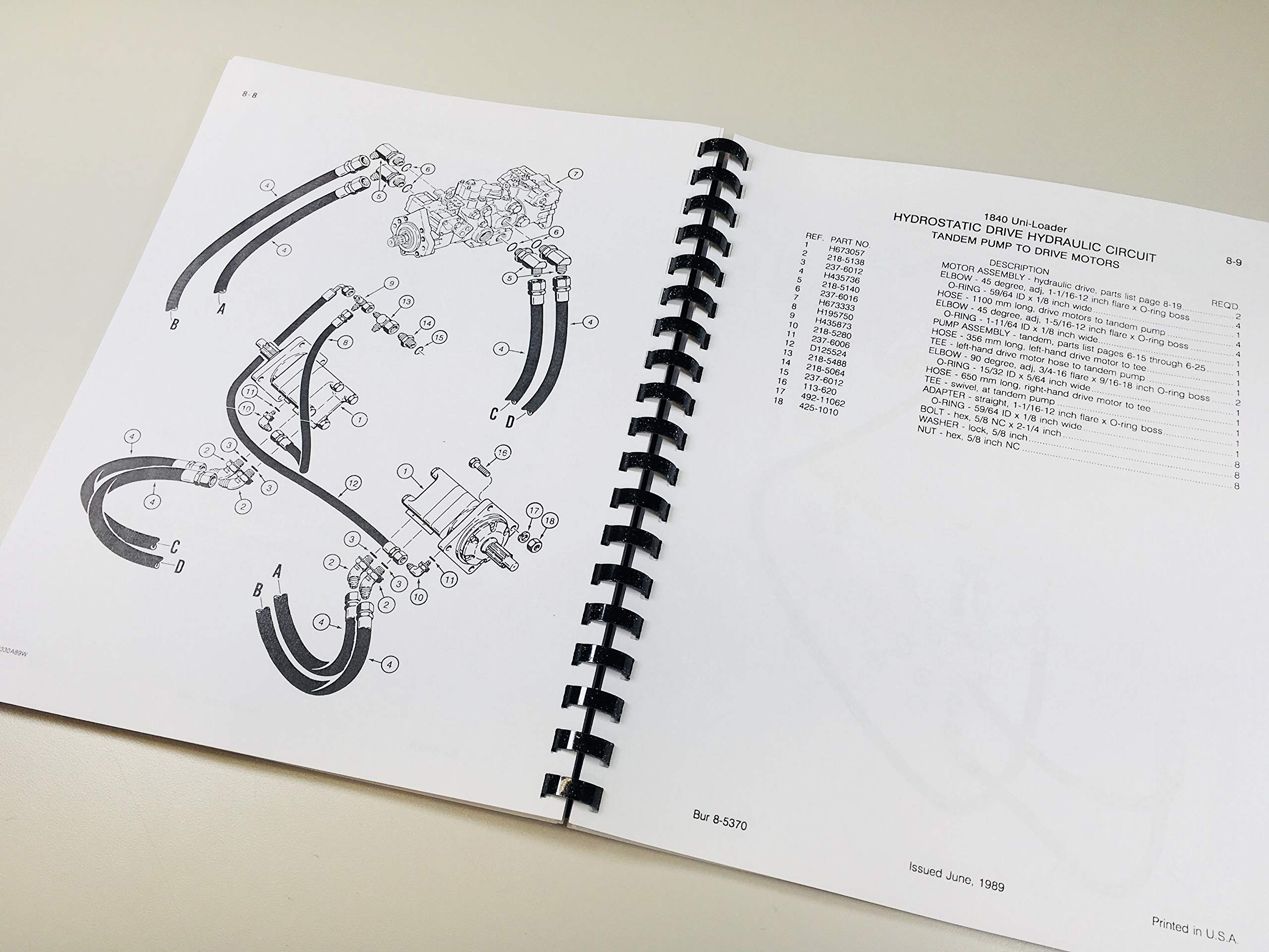 Case 1840 Uni Loader Parts Manual Catalog Skid Steer Assembly Exploded Views