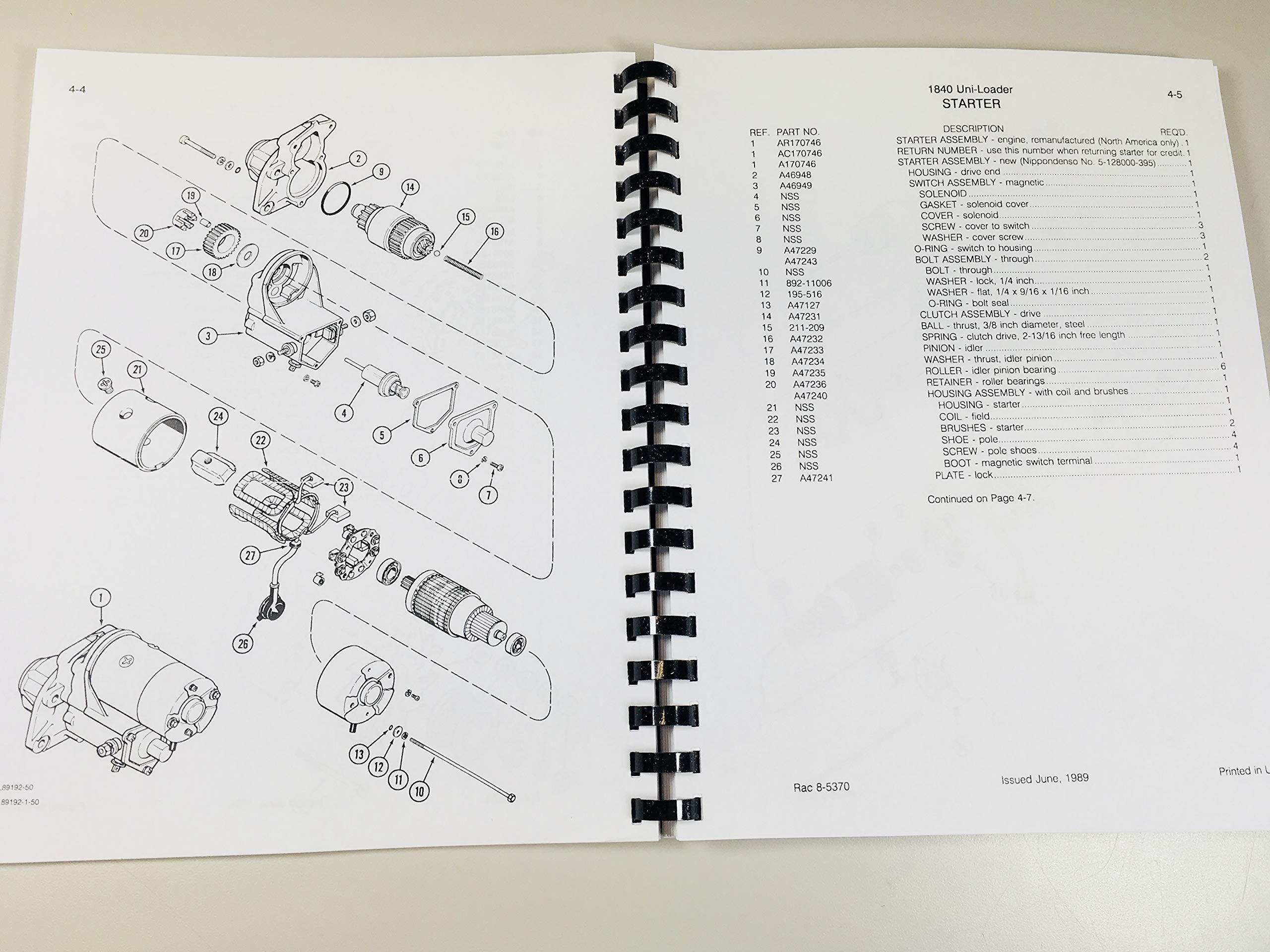 Case 1840 Uni Loader Parts Manual Catalog Skid Steer Assembly Exploded Views