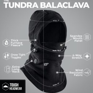 Tough Headwear Fleece Balaclava Ski Mask - Winter Face Mask for Men & Women - Face Cover for Extreme Cold Weather Gear