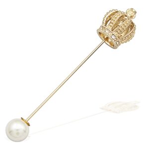 rechicgu gold royal queen crown tiara cross faux pearl lapel stick pin tie hat scarf badge brooch