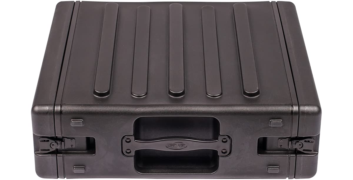 SKB Cases 3U rSeries Standard Roto Molded LLDPE Rack with Flush Carry Handles and Non-Slip Rubber Feet, Includes Rack Mount Screws