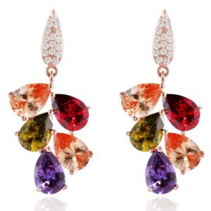 earring for women, classic multi gemstones 14k rose gold plated earring with amethyst garnet morganite peridot women jewelry