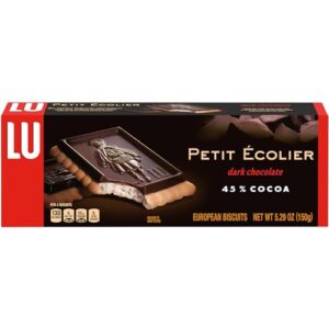 lu petit ecolier european dark chocolate biscuit cookies, 45% cocoa, 5.3 oz