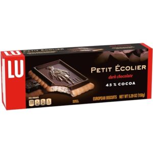 Lu Petit Ecolier European Dark Chocolate Biscuit Cookies, 45% Cocoa, 5.3 oz