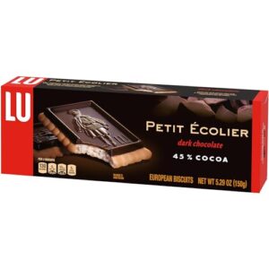 Lu Petit Ecolier European Dark Chocolate Biscuit Cookies, 45% Cocoa, 5.3 oz