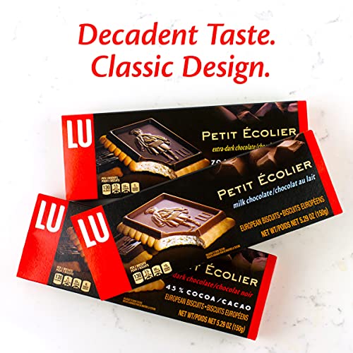 Lu Petit Ecolier European Dark Chocolate Biscuit Cookies, 45% Cocoa, 5.3 oz