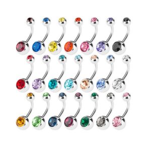 15 pcs assorted colors belly button ring surgical steel hypoallergenic lead and nickel free,14 gauge navel piercing body jewelry (15 pcs:steel ball)