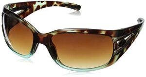 tifosi women's lust wrap sunglasses, blue tortoise, 134 mm