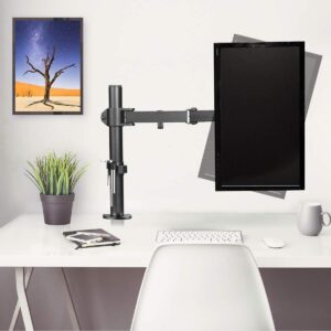 Suptek Single LED LCD Monitor Desk Mount Heavy Duty Fully Adjustable Stand for 1 / One Screen up to 27 inch