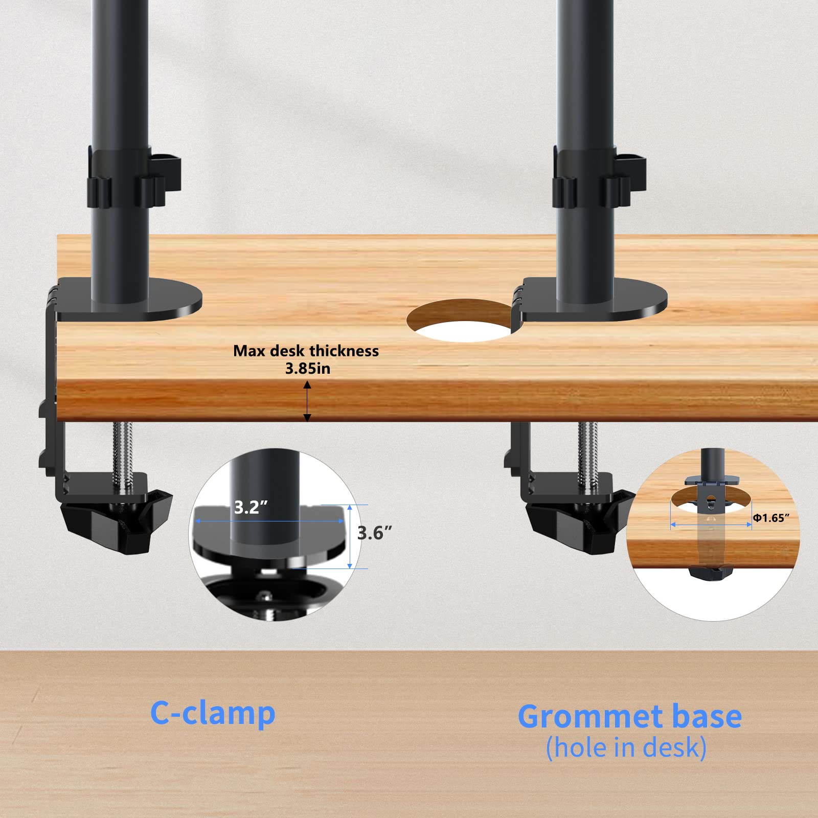 Suptek Single LED LCD Monitor Desk Mount Heavy Duty Fully Adjustable Stand for 1 / One Screen up to 27 inch