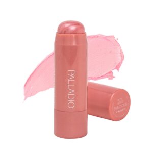 palladio i'm blushing 2-in-1 cheek and lip tint, buildable lightweight cream blush, sheer multi stick hydrating formula, all day wear, easy application, shimmery, blends perfectly onto skin, precious