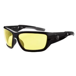 ergodyne skullerz baldr safety glasses- black frame, yellow lens